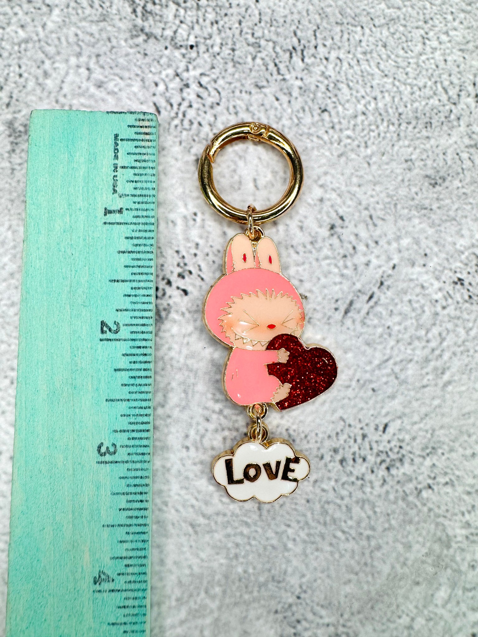 Valentine Labubu keychain – Turquoise Valentine