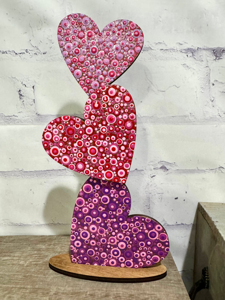 Standing stacked hearts DIY kit – Turquoise Valentine